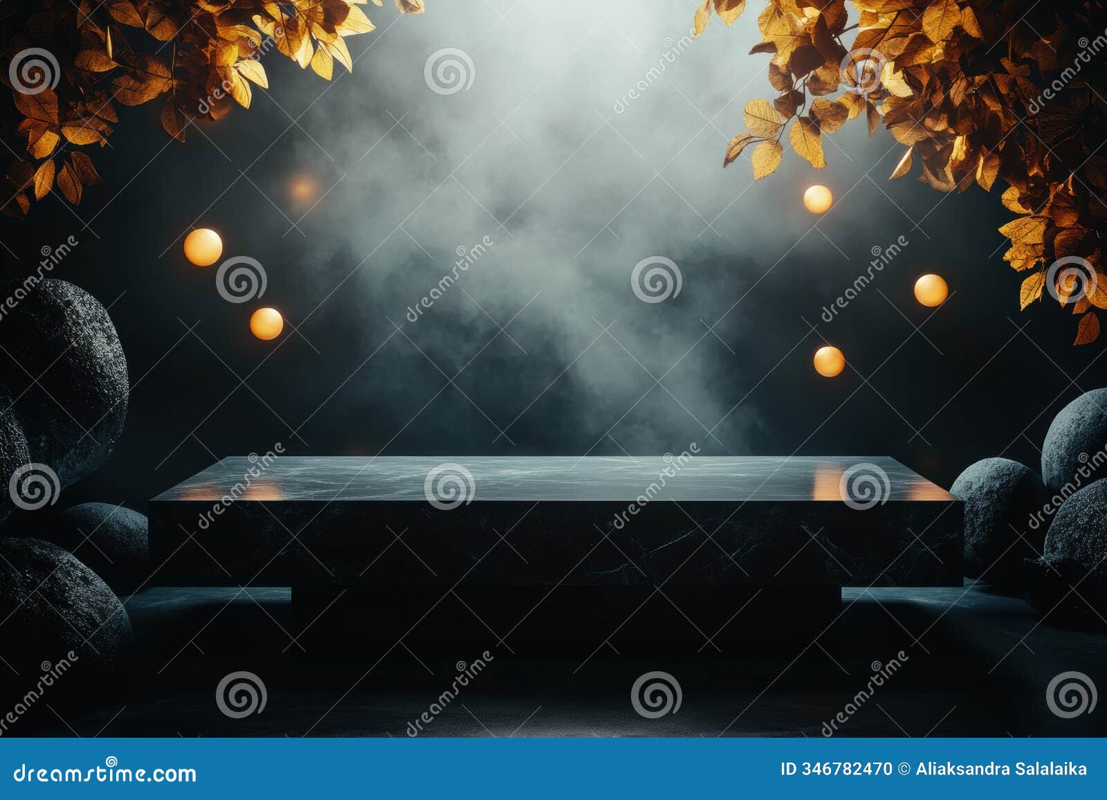 Surreal Dining Room, Unique Interior Design Banner Featuring A Floating Leaf Dining Table, Orbs ...