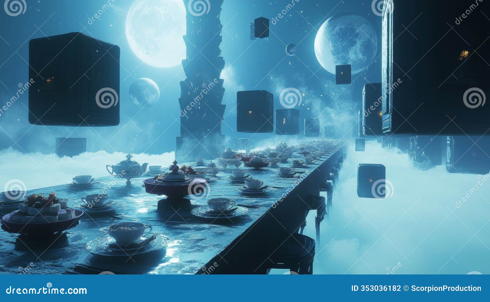 Surreal Dining Experience, A Bizarre Dining Room With An Endless Table ...