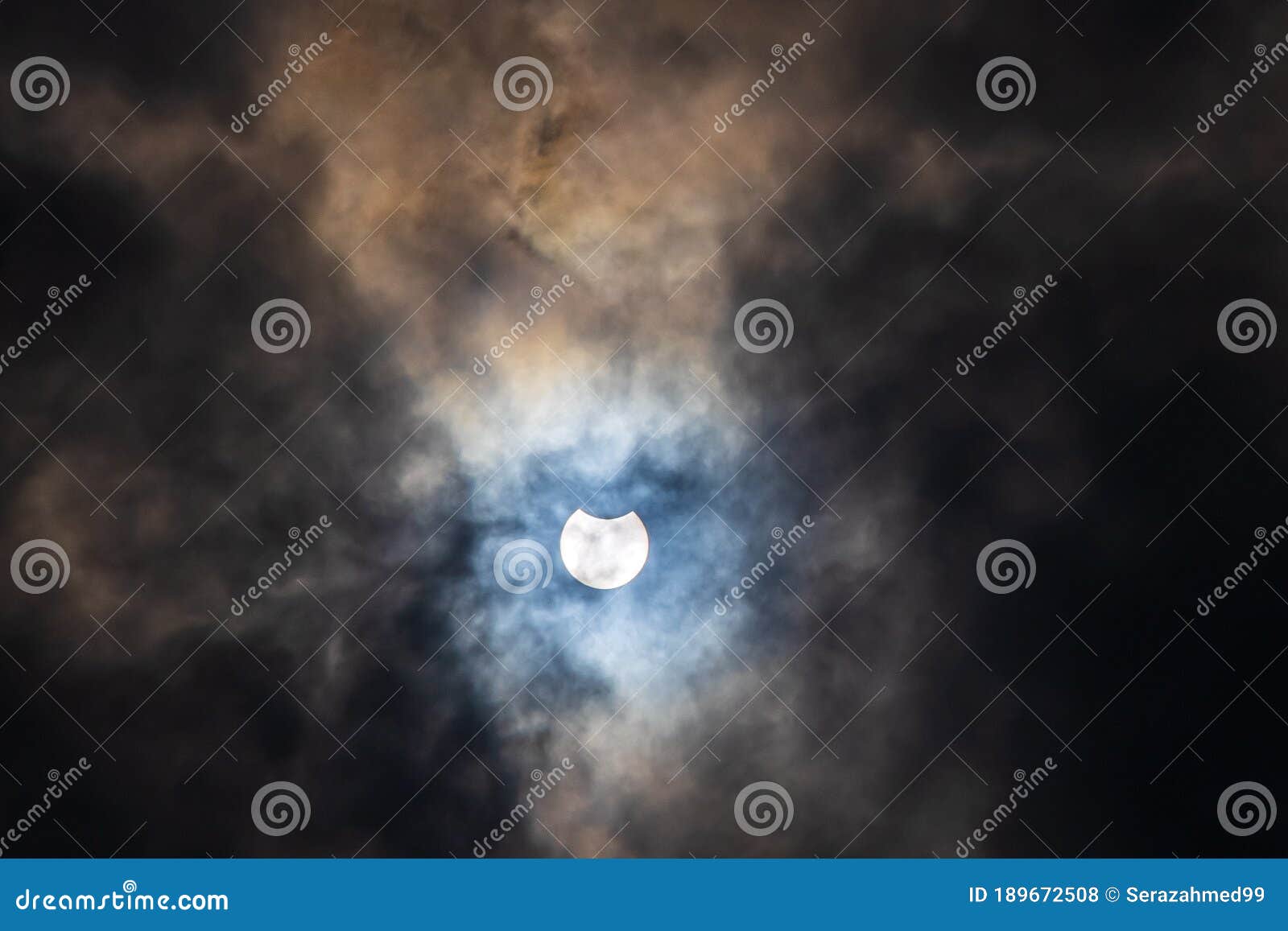 Surreal Dramatic Solar Eclipse Covered by Clouds. Natural Phenomenon ...