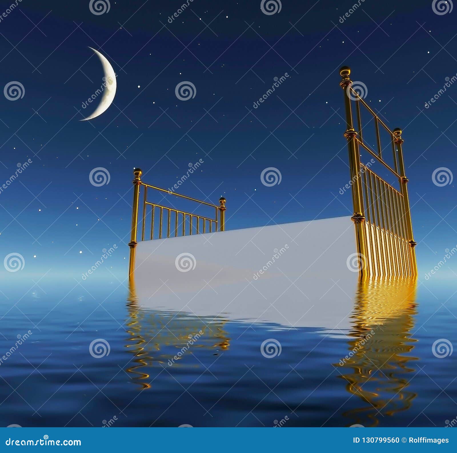 Surreal dream stock illustration. Illustration of golden - 130799560