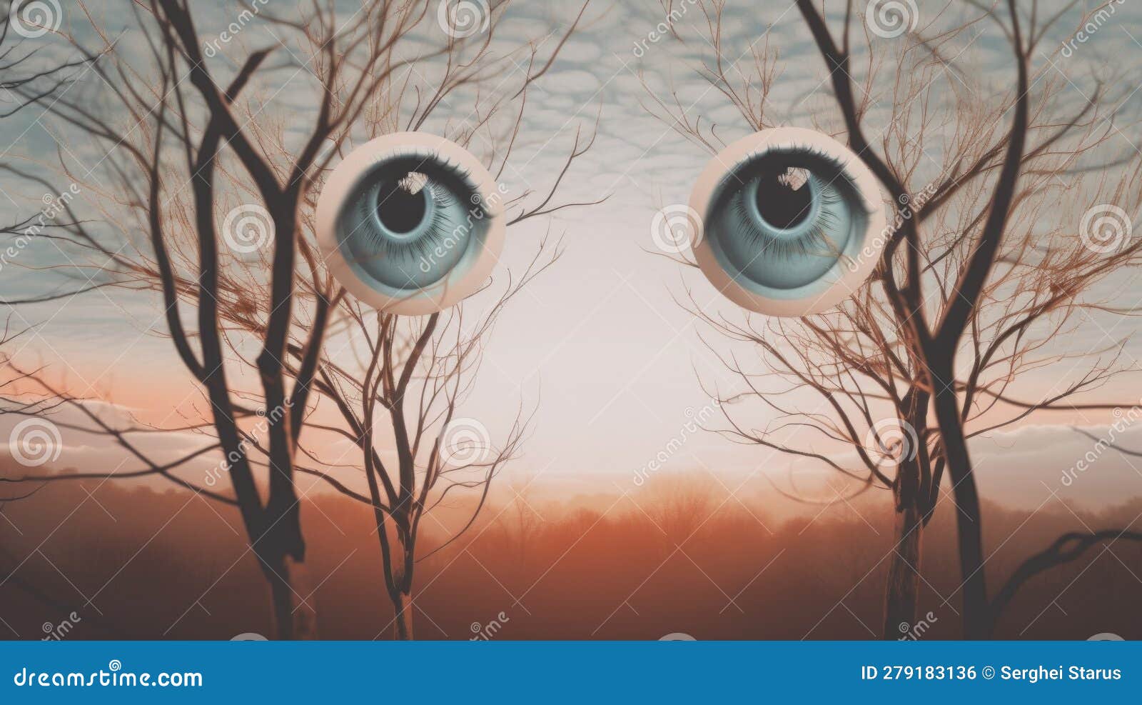 A Surreal Dreamlike Image of Eyes in the Middle of a Field. Generative ...