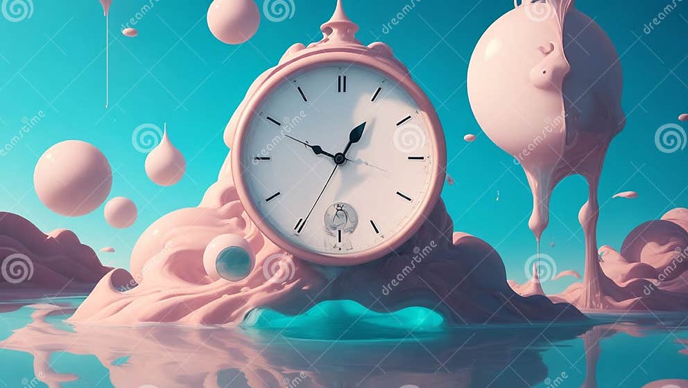 A Surreal Dreamscape with Distorted, Melting Clocks and Surreal ...
