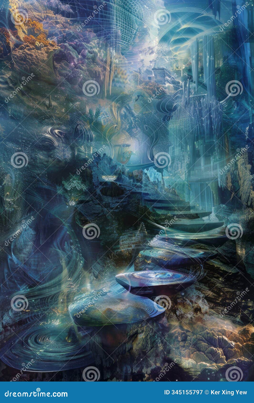 Surreal Dreamscape with Ethereal Light and Abstract Forms Stock ...