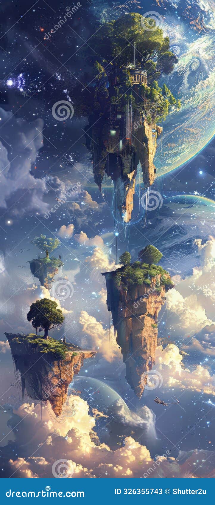 A Surreal Dreamscape with Floating Islands Bending Gravity and Dreamers ...