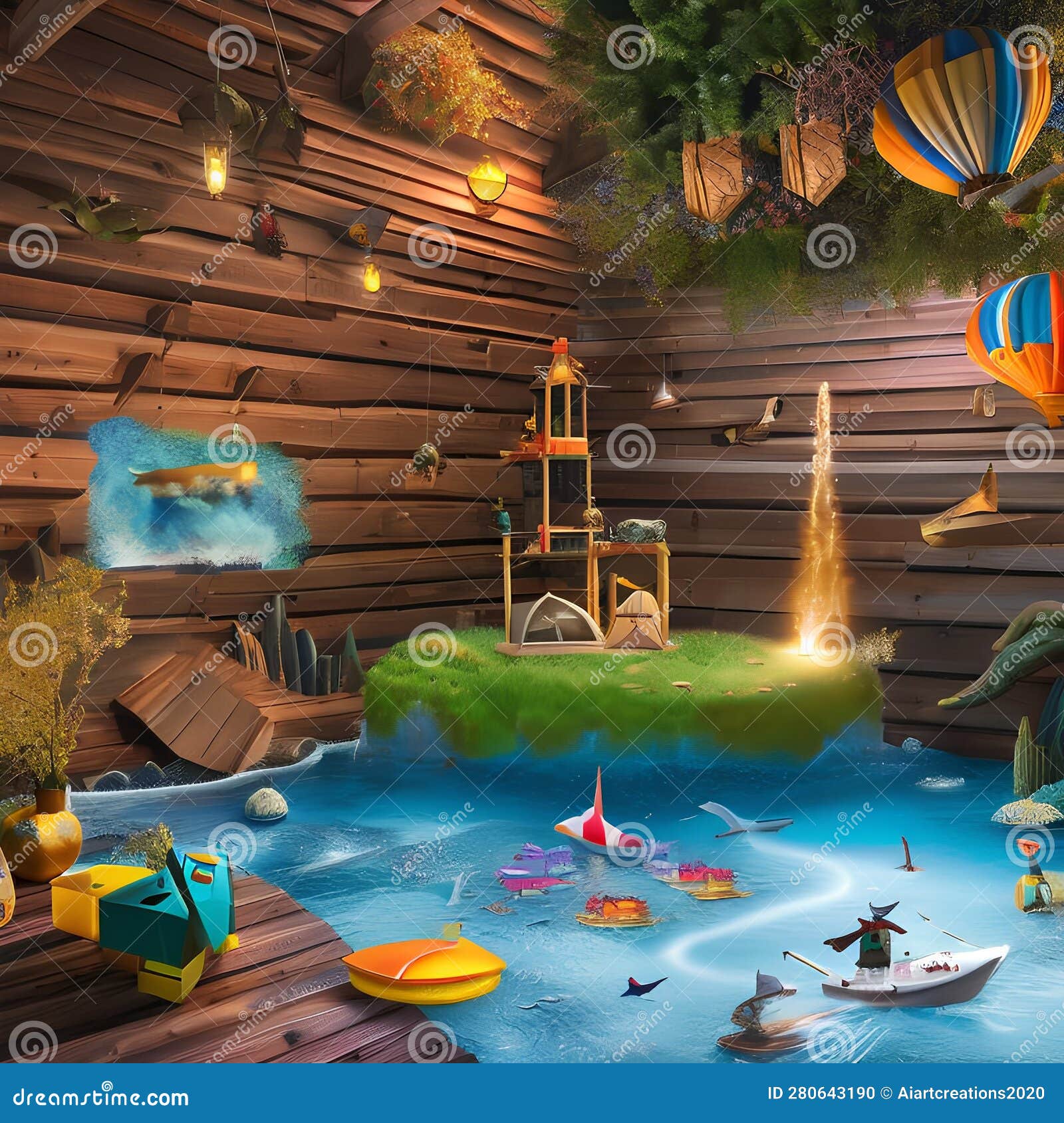A Surreal Dreamscape with Floating Objects, Whimsical Characters, and ...