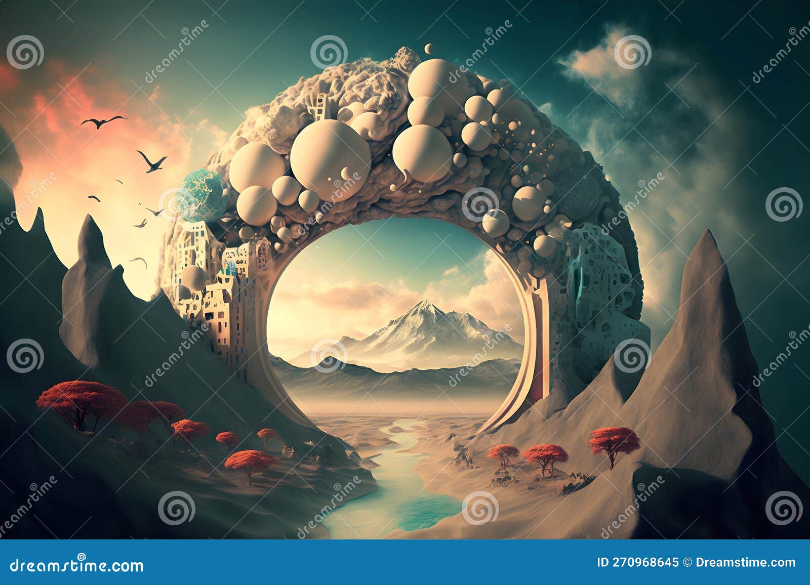 Surreal Dreamscape, Neural Network Generated Art Stock Illustration ...