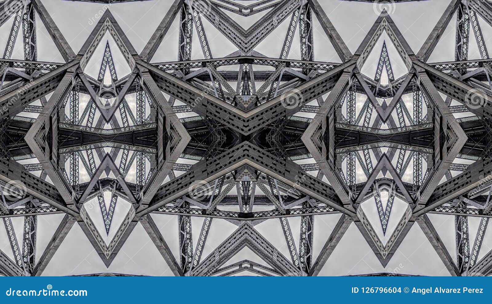 Surreal Effect of Metal Bridge Structures Stock Illustration ...