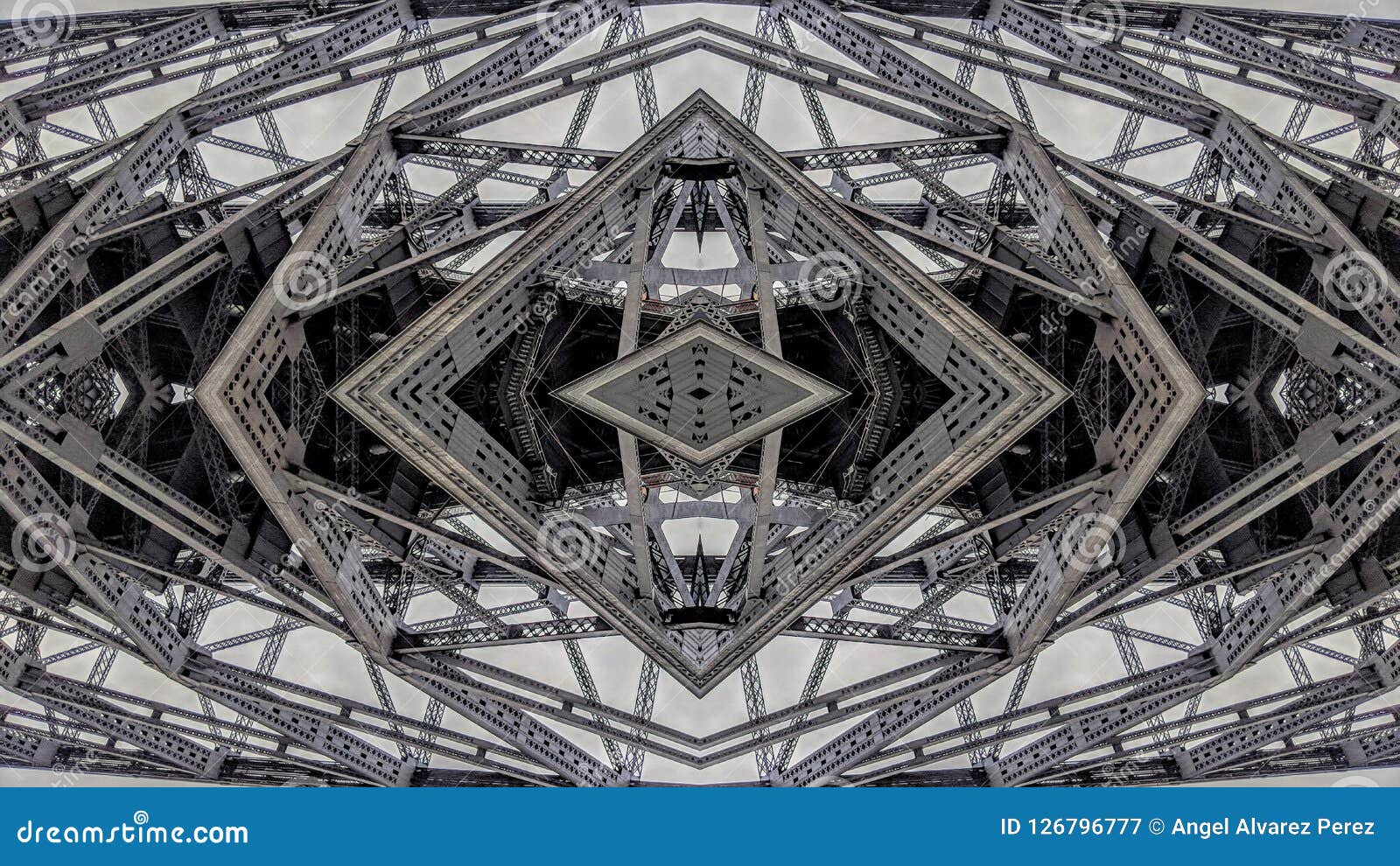 Surreal Effect of Metal Bridge Structures Stock Illustration ...