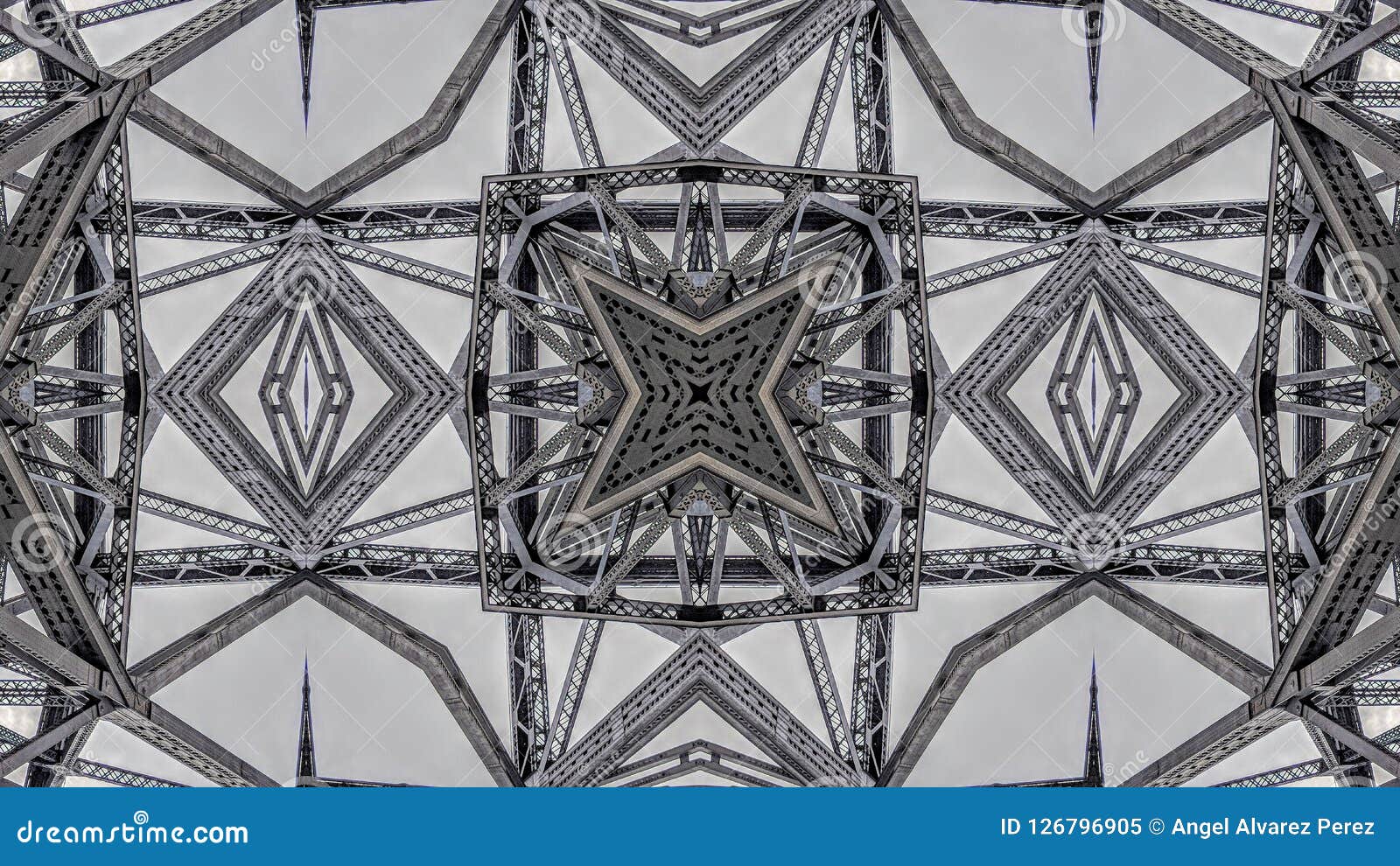 Surreal Effect of Metal Bridge Structures Stock Illustration ...