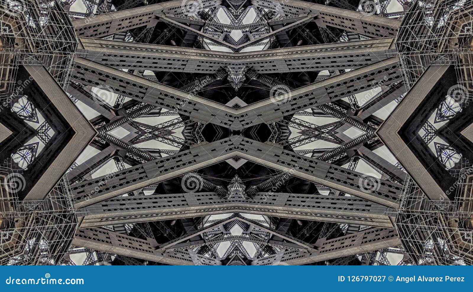 Surreal Effect of Metal Bridge Structures Stock Illustration ...