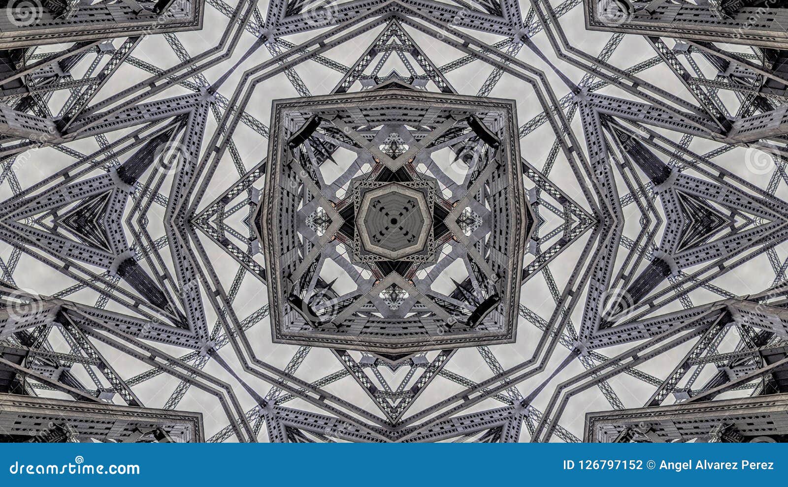 Surreal Effect of Metal Bridge Structures Stock Illustration ...