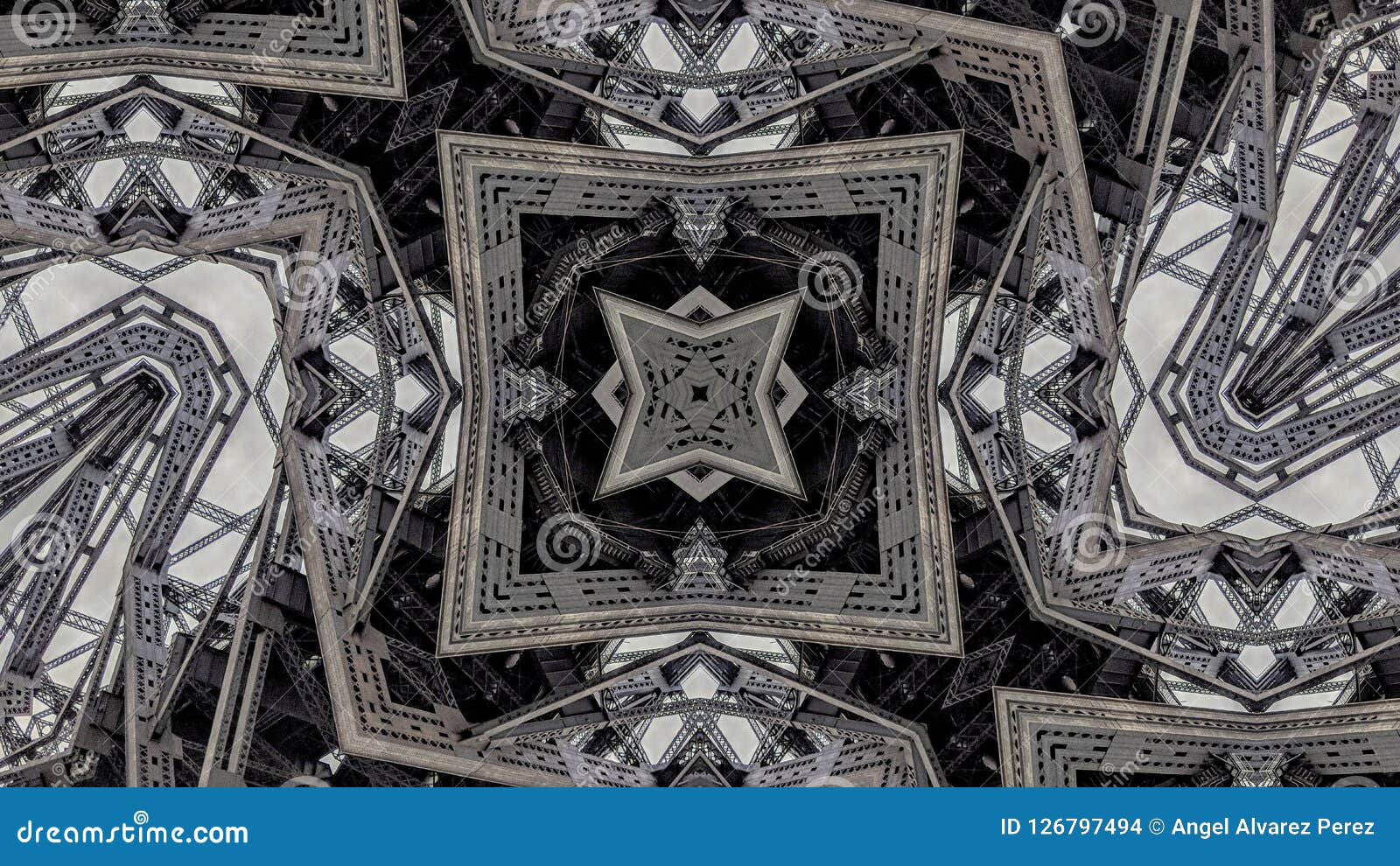 Surreal Effect of Metal Bridge Structures Stock Illustration ...