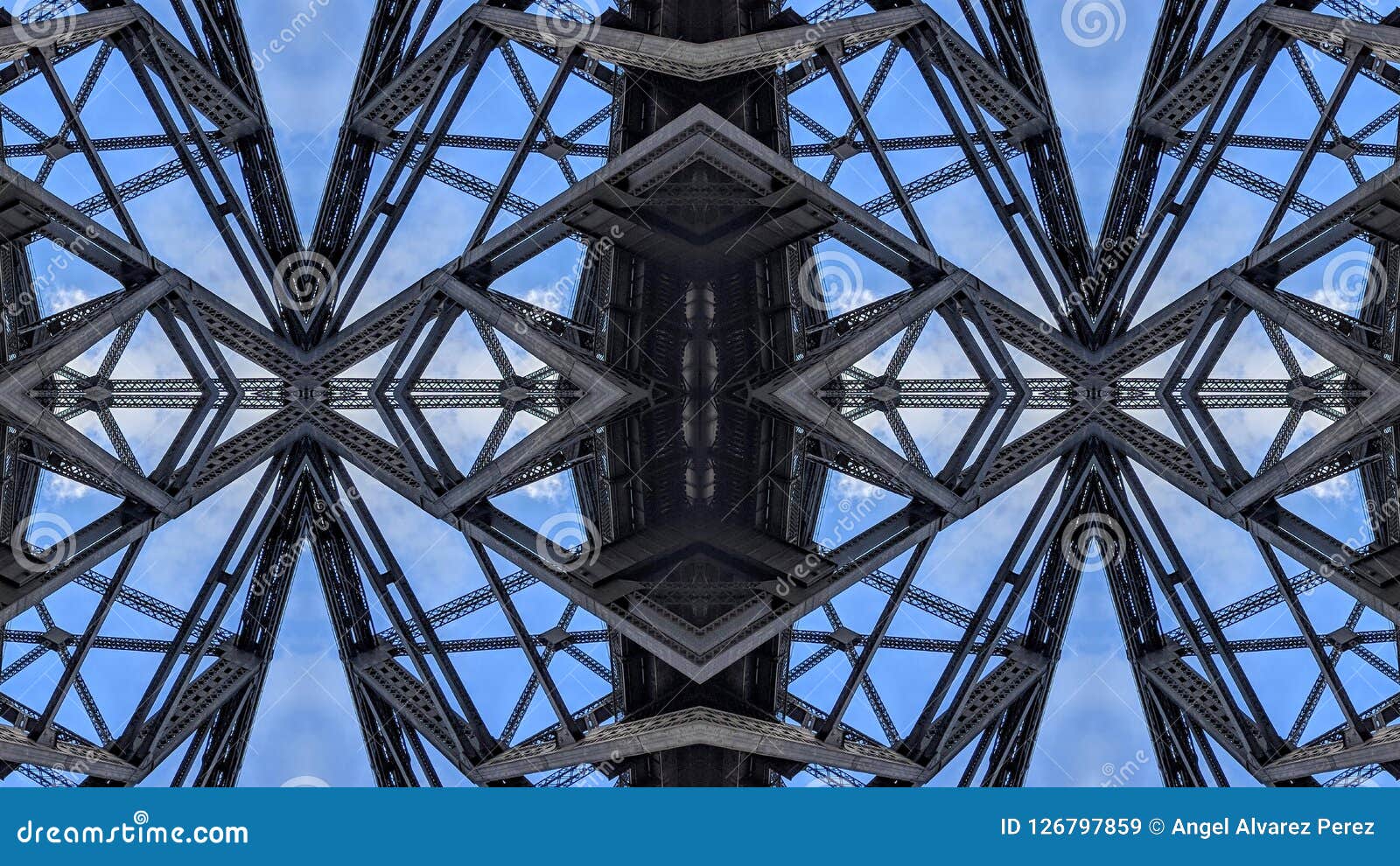 Surreal Effect of Metal Bridge Structures Stock Illustration ...