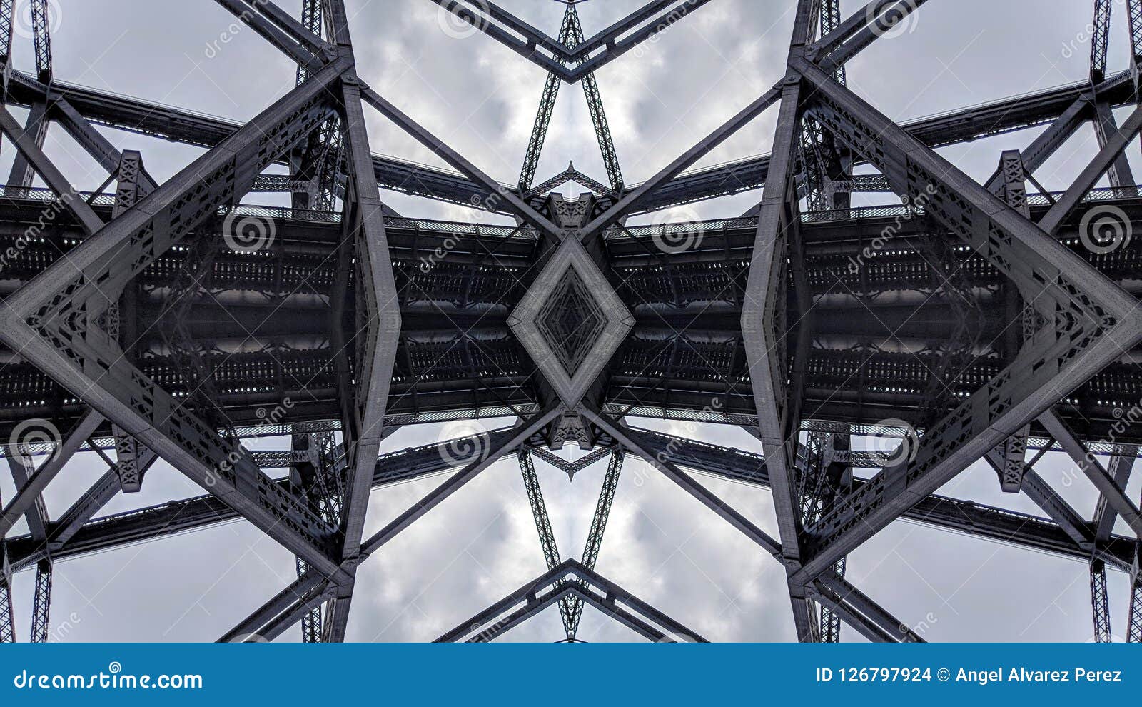 Surreal Effect of Metal Bridge Structures Stock Illustration ...