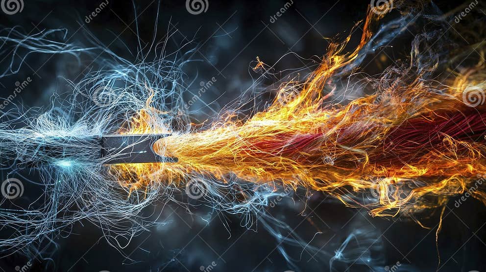 Surreal Electric Sharpener Slicing through Bundle of Light and Fire ...