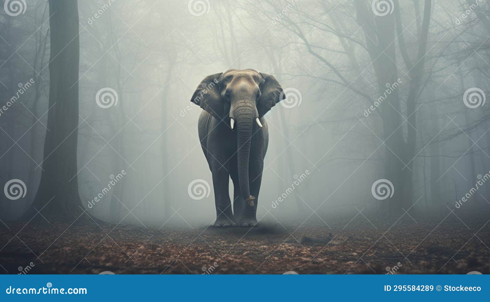 Surreal Elephant Walking in Foggy Forest: Creative Commons Attribution ...