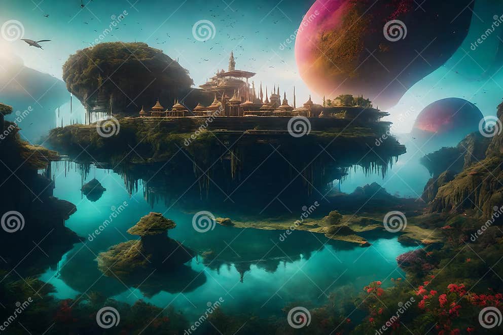 A Surreal Environment Filled with Strange Creatures and Floating ...