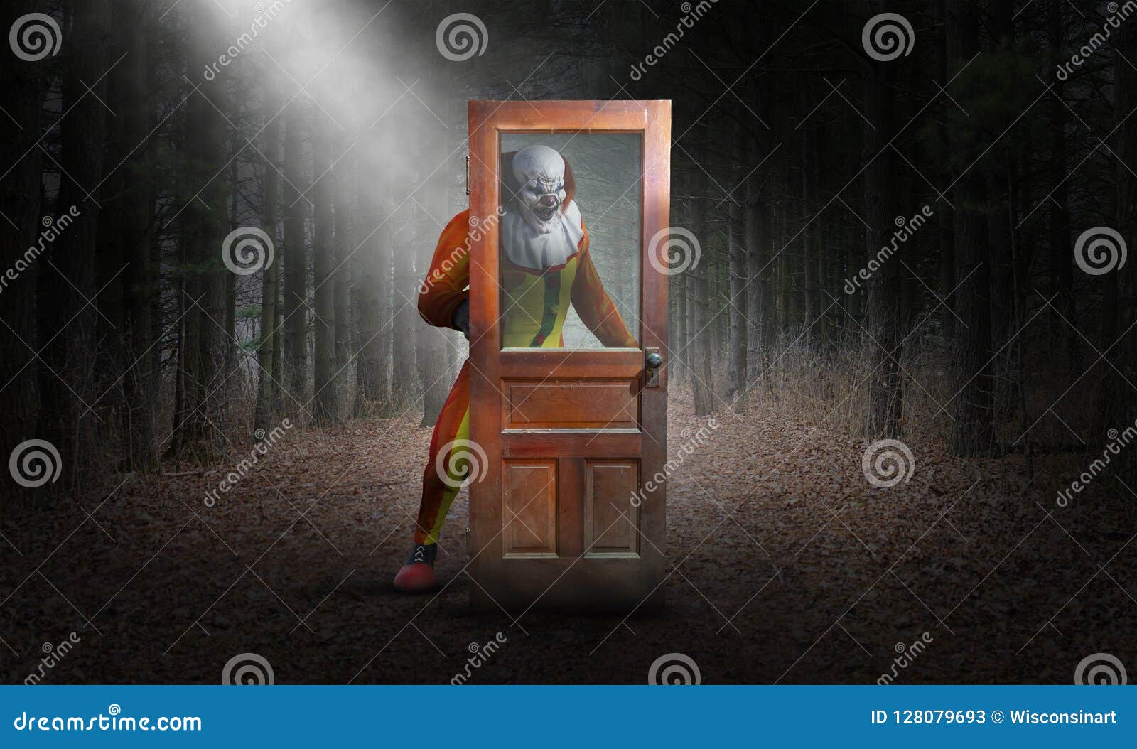 Surreal Evil Clown Woods Halloween Stock Illustration Illustration Of Hiding Evil 128079693