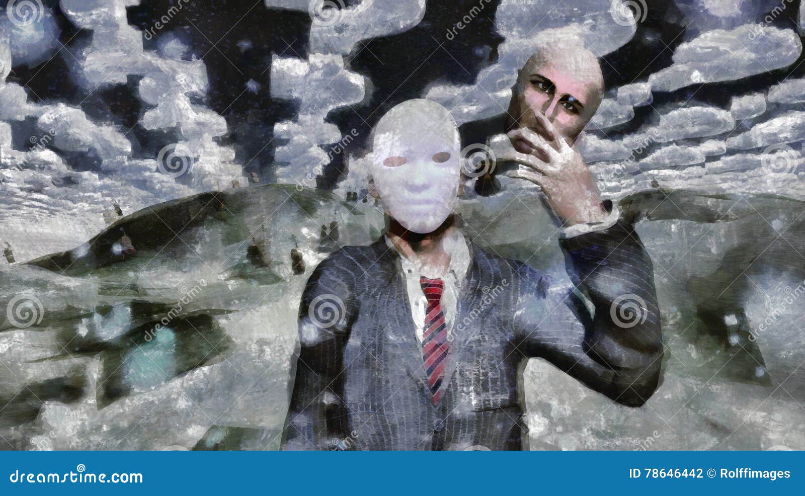Surreal Face Mask Human stock illustration. Illustration of person ...