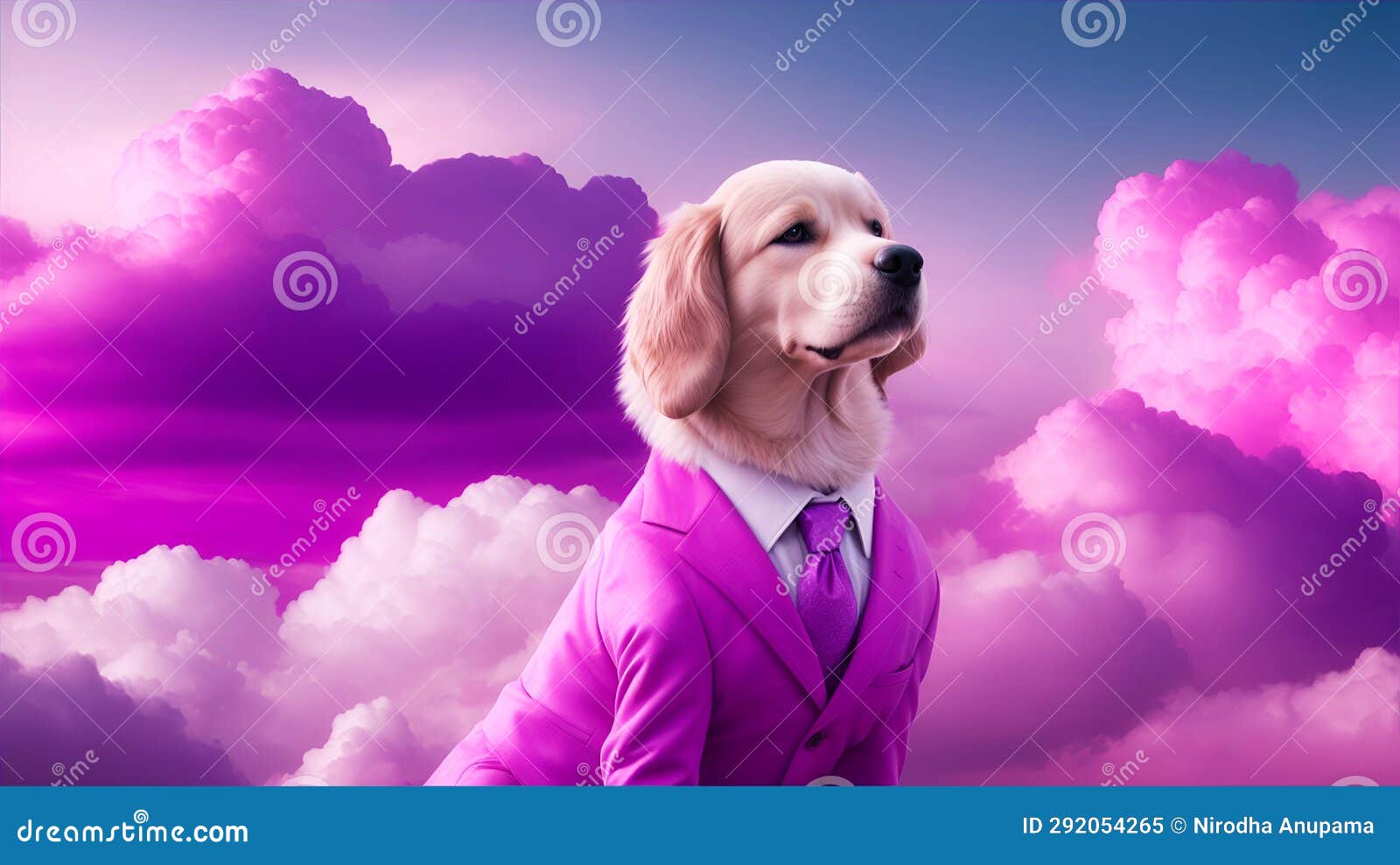 Surreal Fantasy Dog in Pink Surreal Sky Stock Illustration ...
