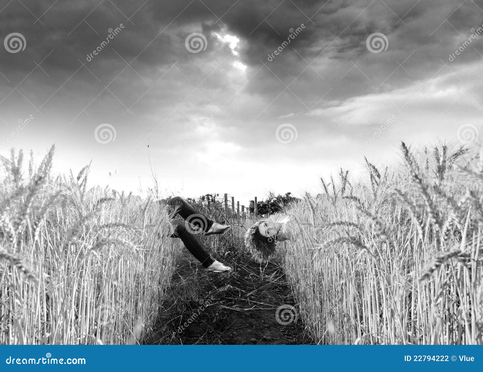 Surreal Field with woman stock photo. Image of distance - 22794222