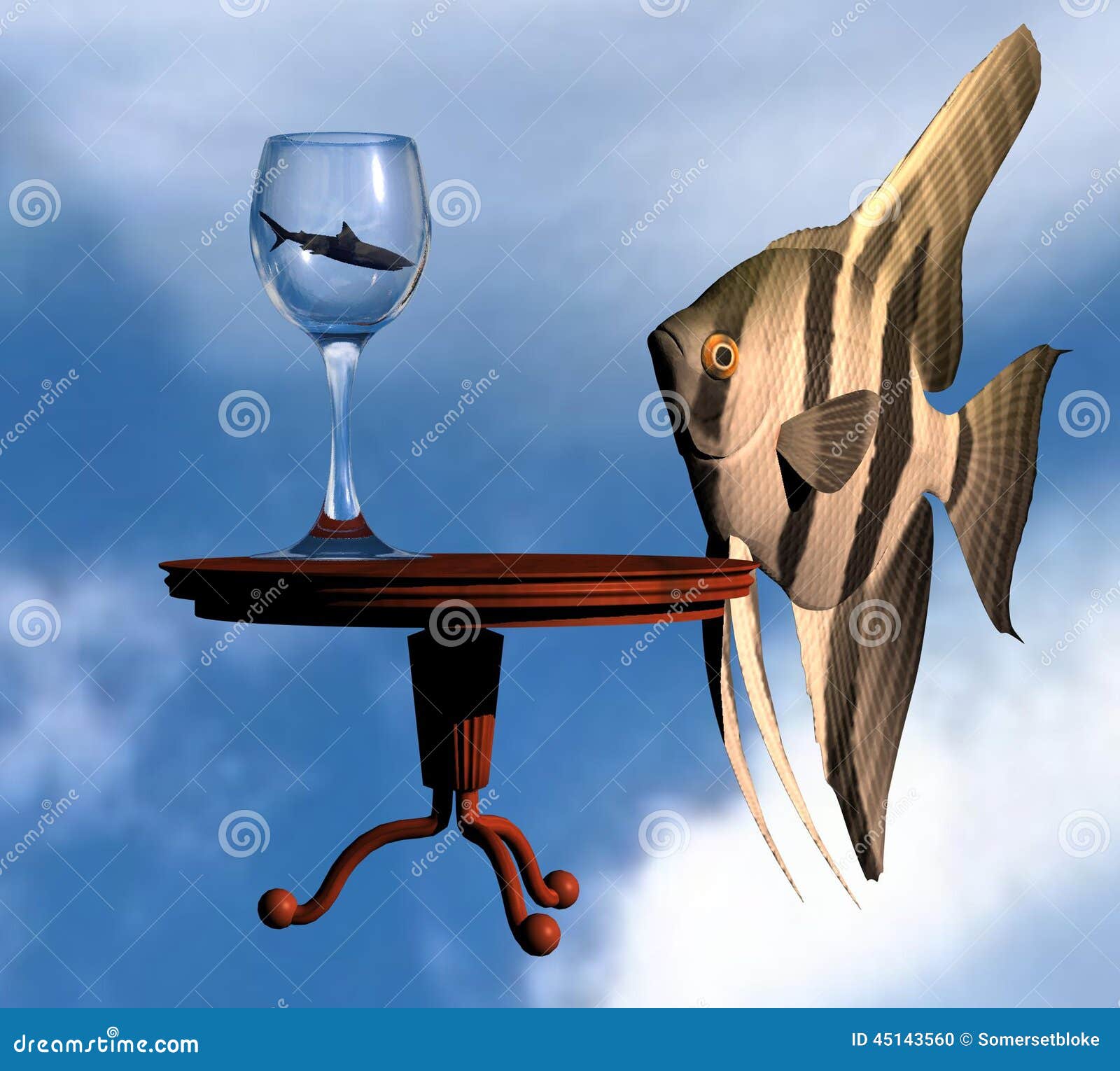 Surreal Fish Skyscape stock illustration. Illustration of glass - 45143560