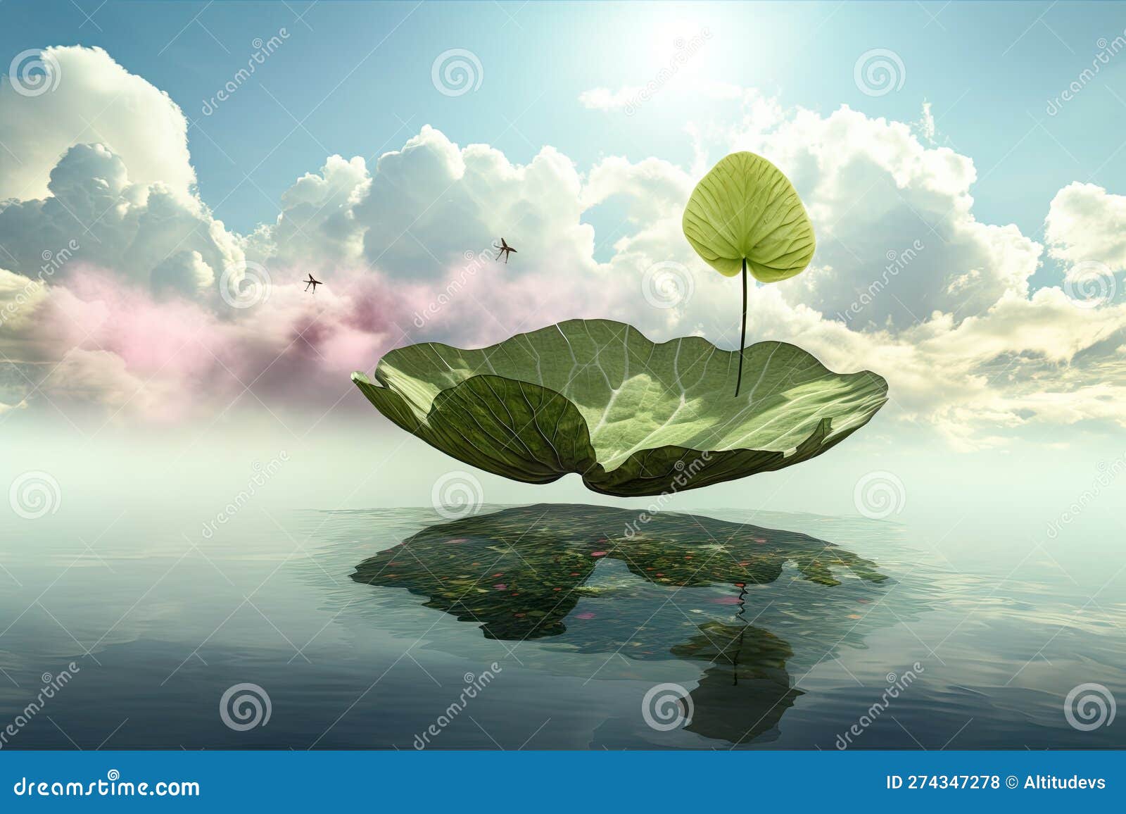 Surreal Float Landscape Featuring Sky in the Background and Floating ...