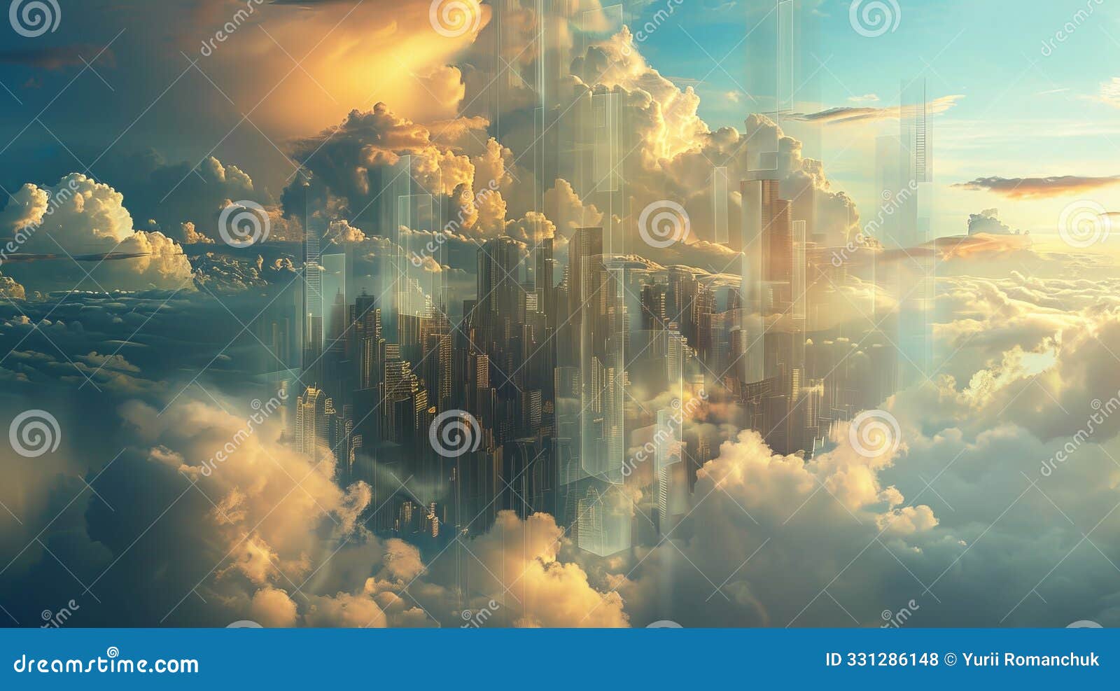 Surreal Floating City with Futuristic Architecture in Dreamy Clouds ... Surreal Floating City with Futuristic Architecture in Dreamy Clouds ...