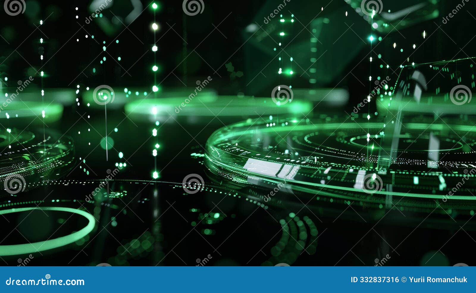 Surreal Floating Transparent Glass Charts and Graphics in Zero Gravity ...