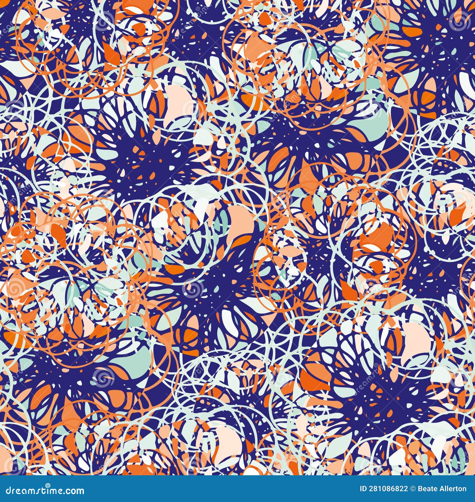 Surreal Flower Seamless Vector Texture Pattern Background. Scattered ...