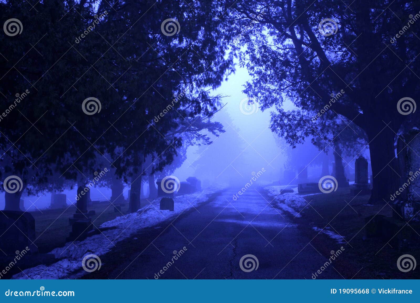 Surreal Foggy Cemetary in Twilight Stock Photo - Image of peaceful ...