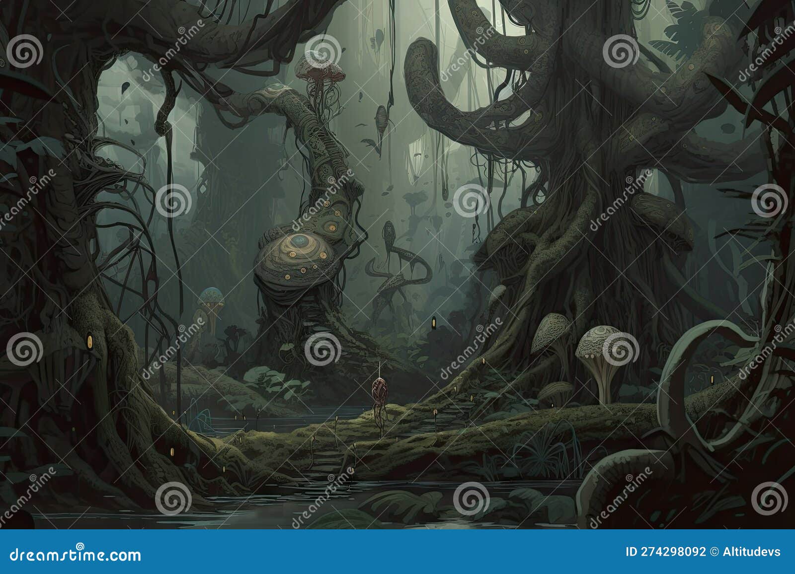 A Surreal Forest, Filled with Creatures and Plants of Mythical ...