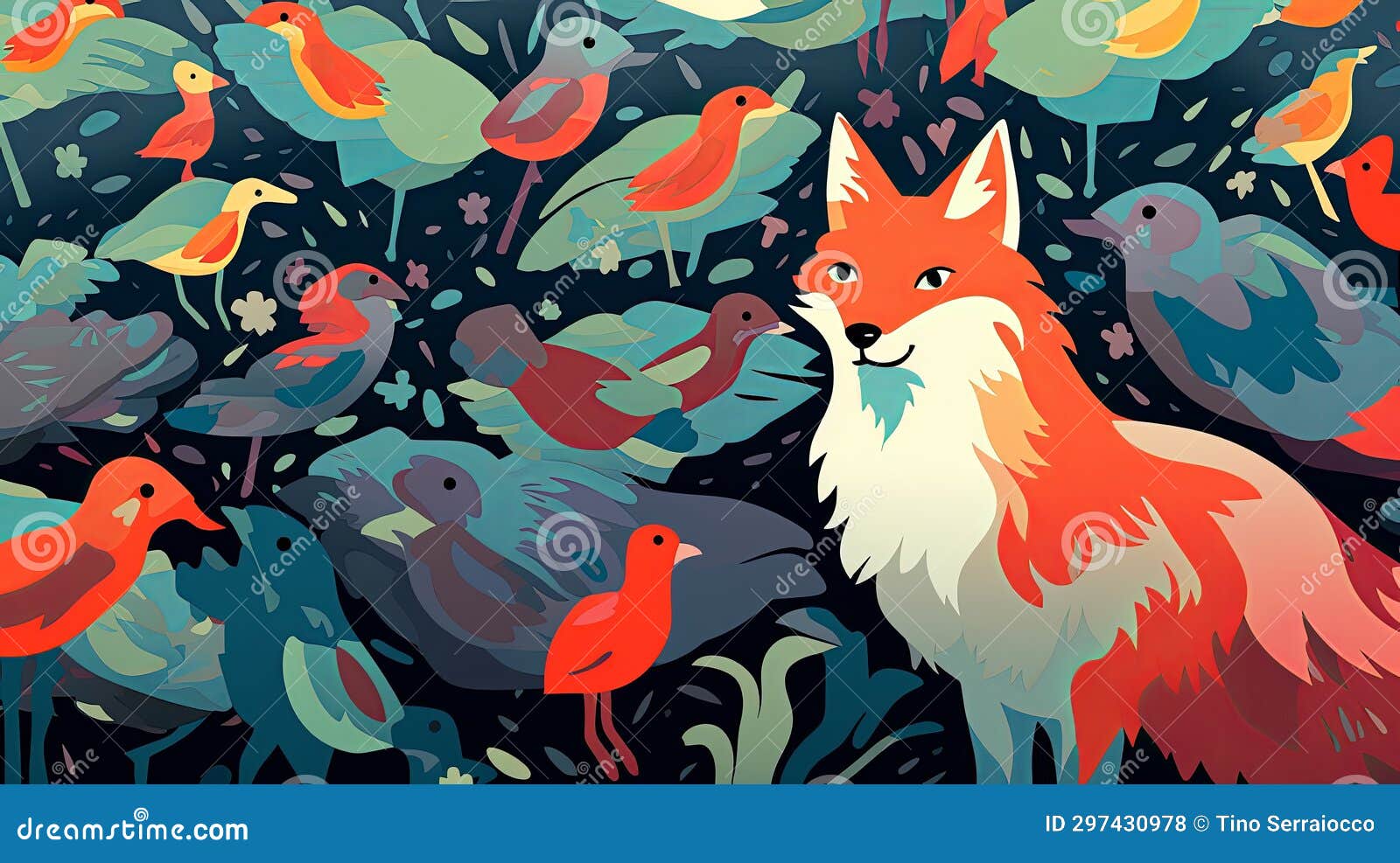 Surreal Fox Painting , Generated by AI Stock Illustration ...