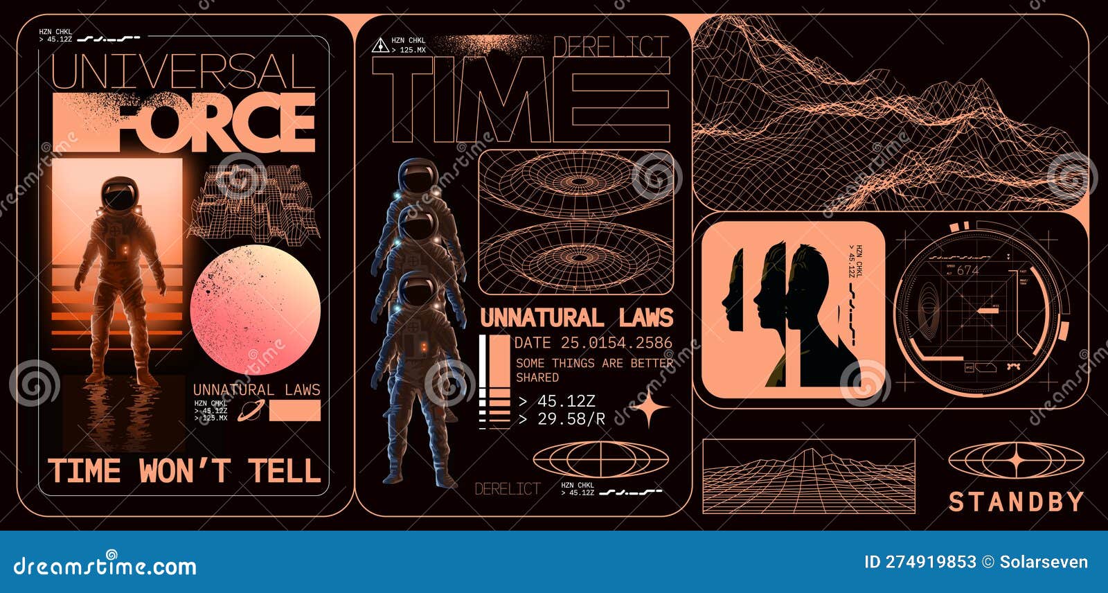 Surreal Futuristic Wireframe Layout Elements Stock Vector ...