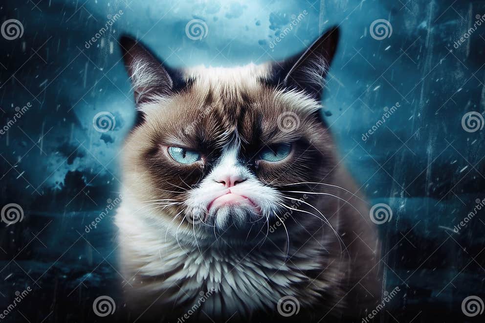 A Surreal Grumpy Cat Created with Generative AI Technology Stock ...