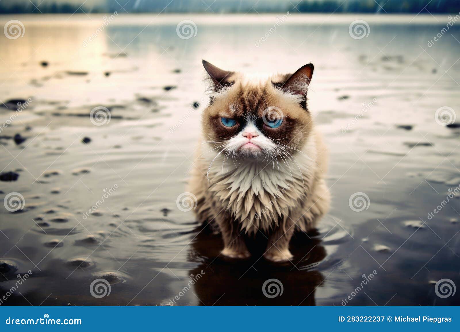 A Surreal Grumpy Cat Created with Generative AI Technology Stock ...