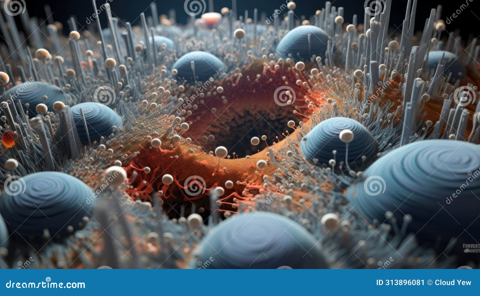 A Surreal Hyper Zoomed View of a Microscopic World Stock Illustration ...