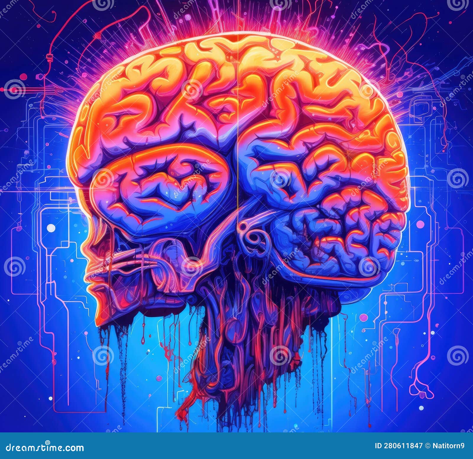 Surreal Illumination of Neural Pathways AI Generated Stock Illustration ...