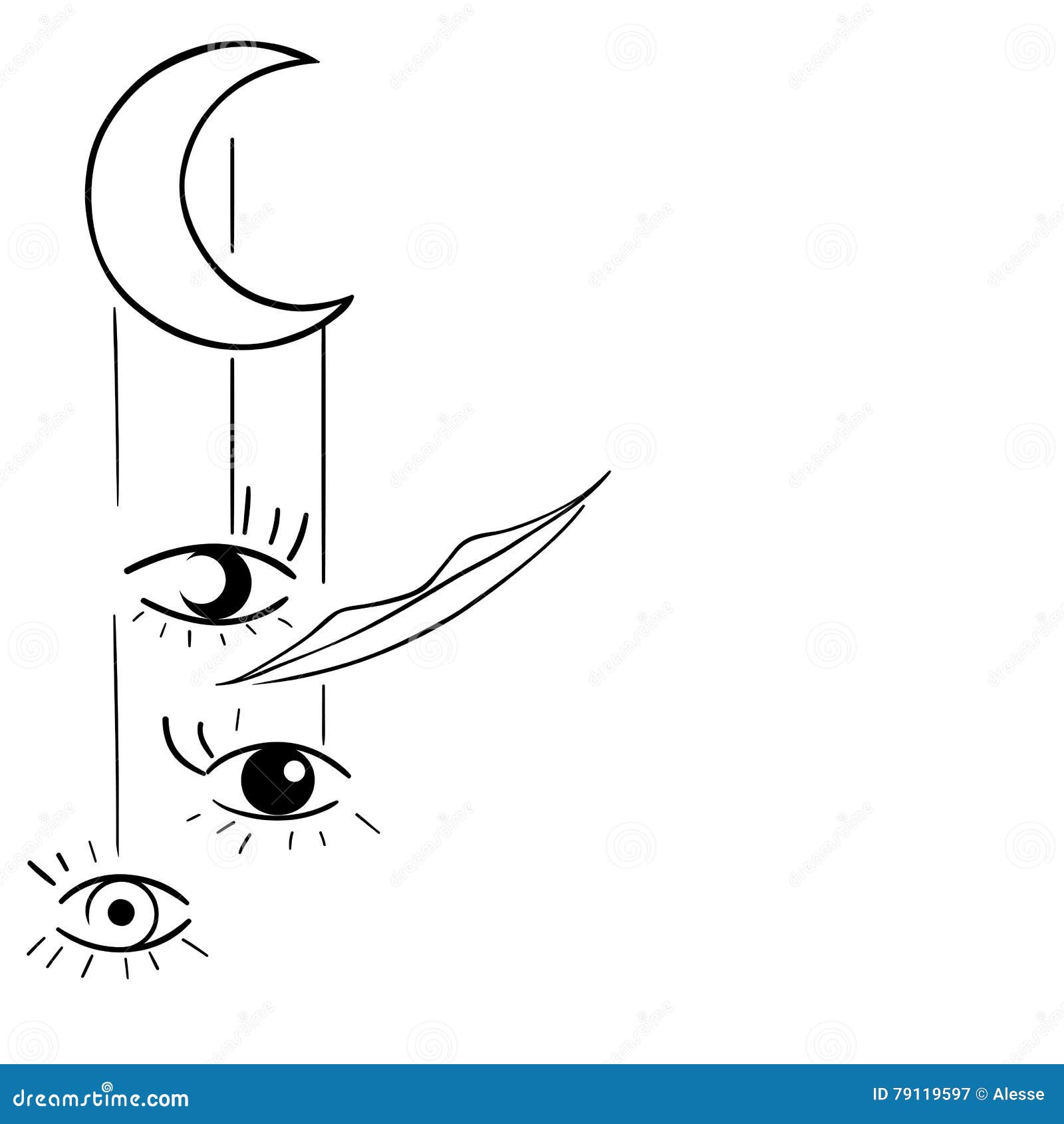 Surreal Illustration, Moon, Eyes, Smile Stock Vector - Illustration of ...