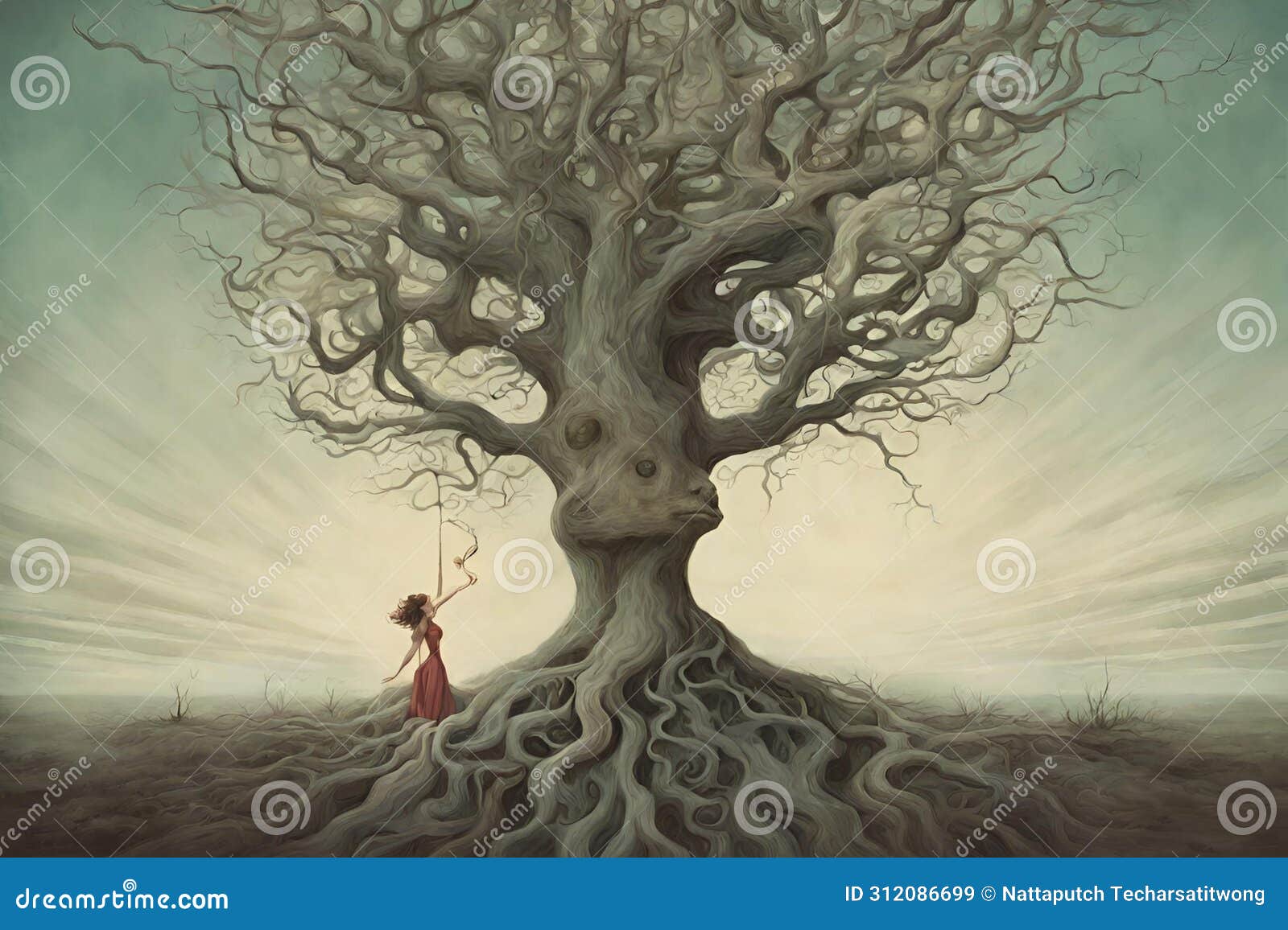 A Surreal Illustration of a Woman Tree Stock Illustration ...