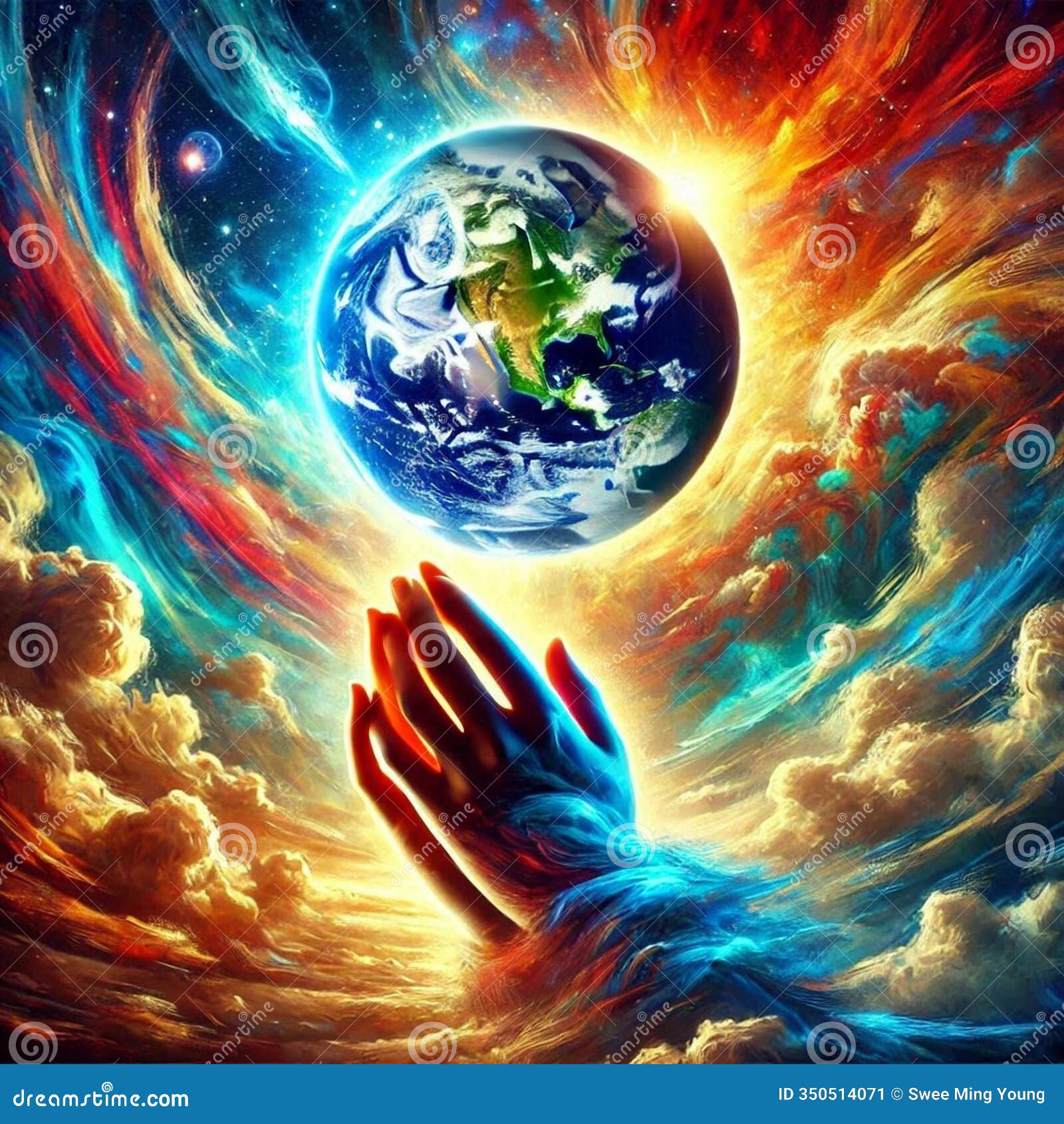 Surreal Image of Angel with Folded Palm in Prayer for Peace on Earth ...