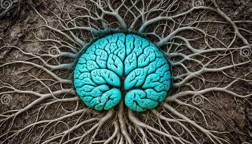 Surreal Image of Brain with Tree Roots in Soil Stock Image - Image of ...