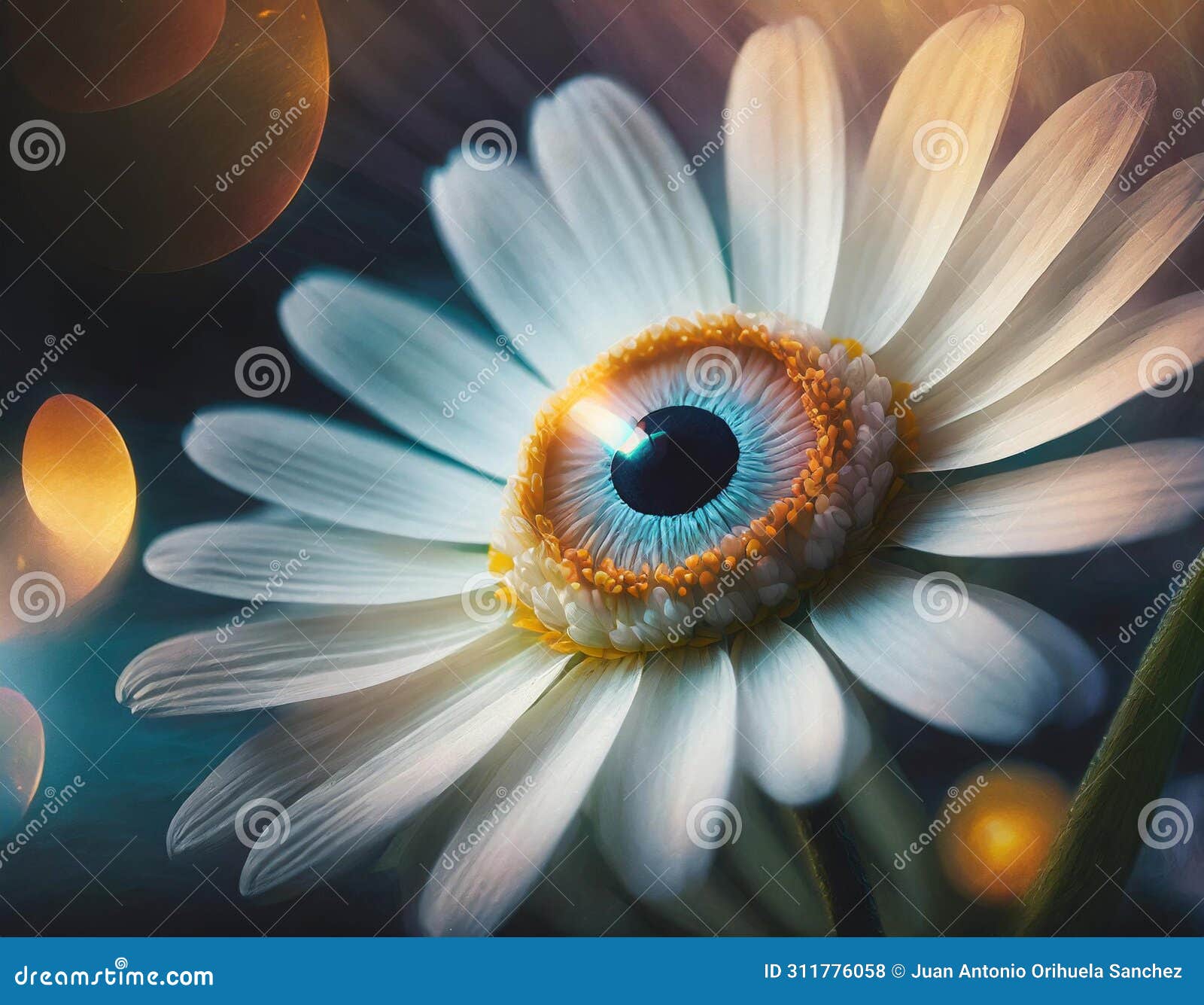 Surreal Image of a Daisy with an Eye in the Center Stock Illustration ...
