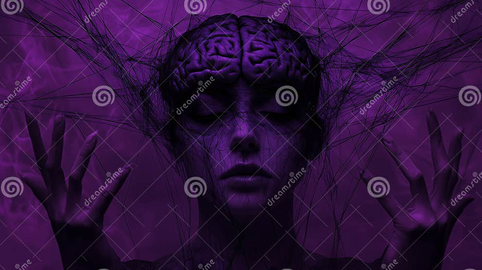 Surreal Brain Manipulation with Strings and Hands Stock Illustration ...