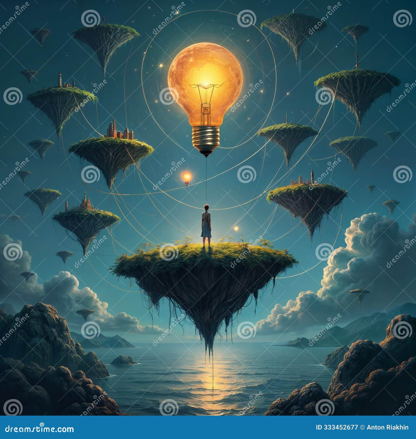 Connecting Islands of Ideas Stock Image - Image of illumination ...