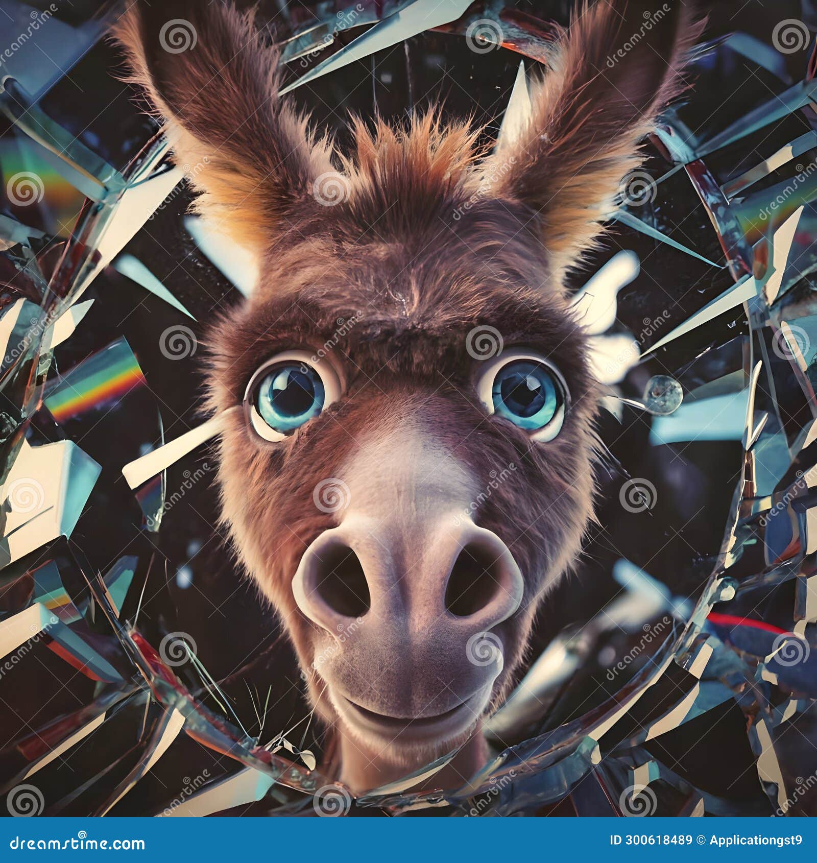 Donkey’s Reflection stock illustration. Illustration of anime - 300618489