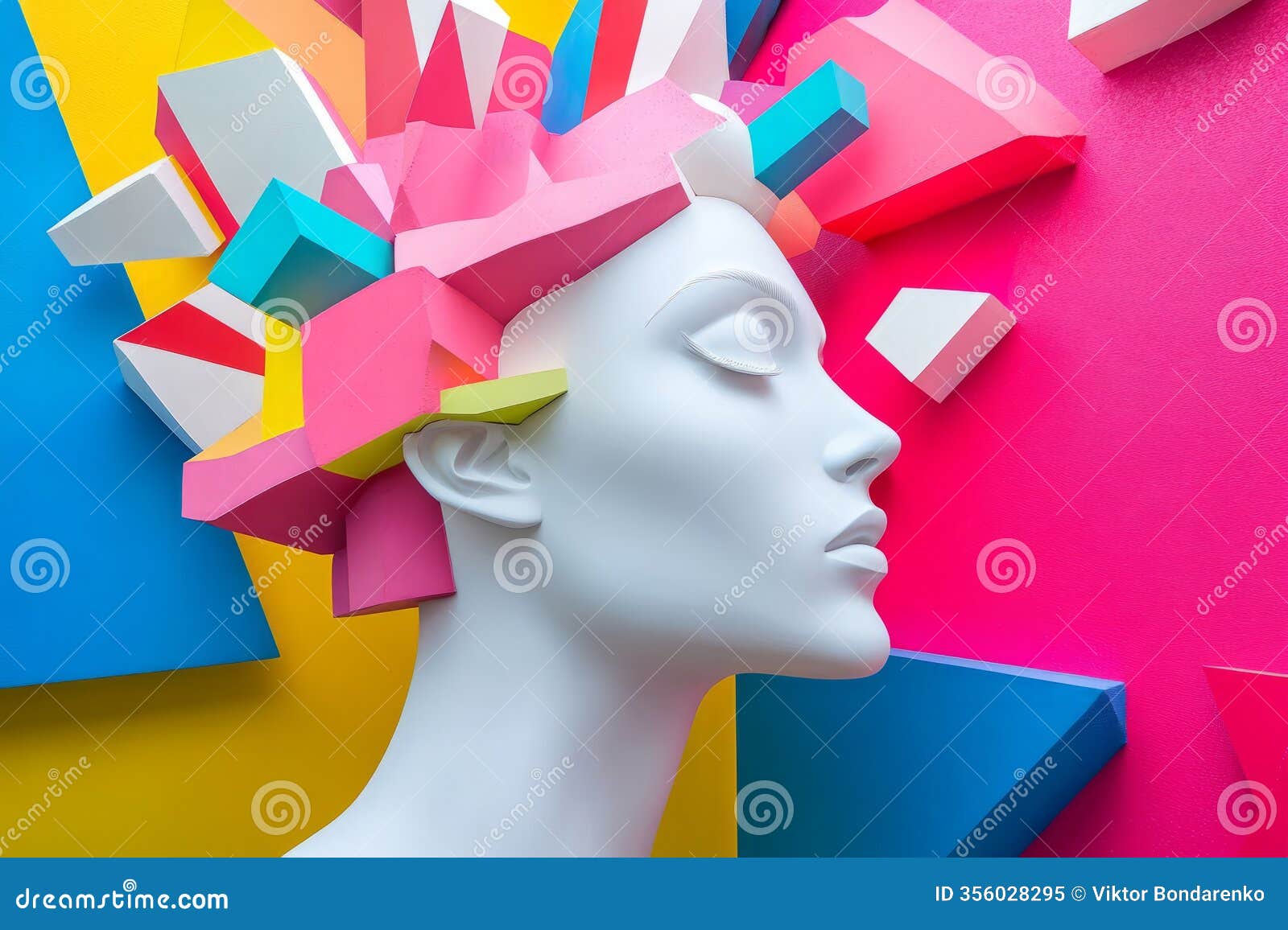 Surreal Image of a Human Head in Profile, with Vibrant, Colorful ...