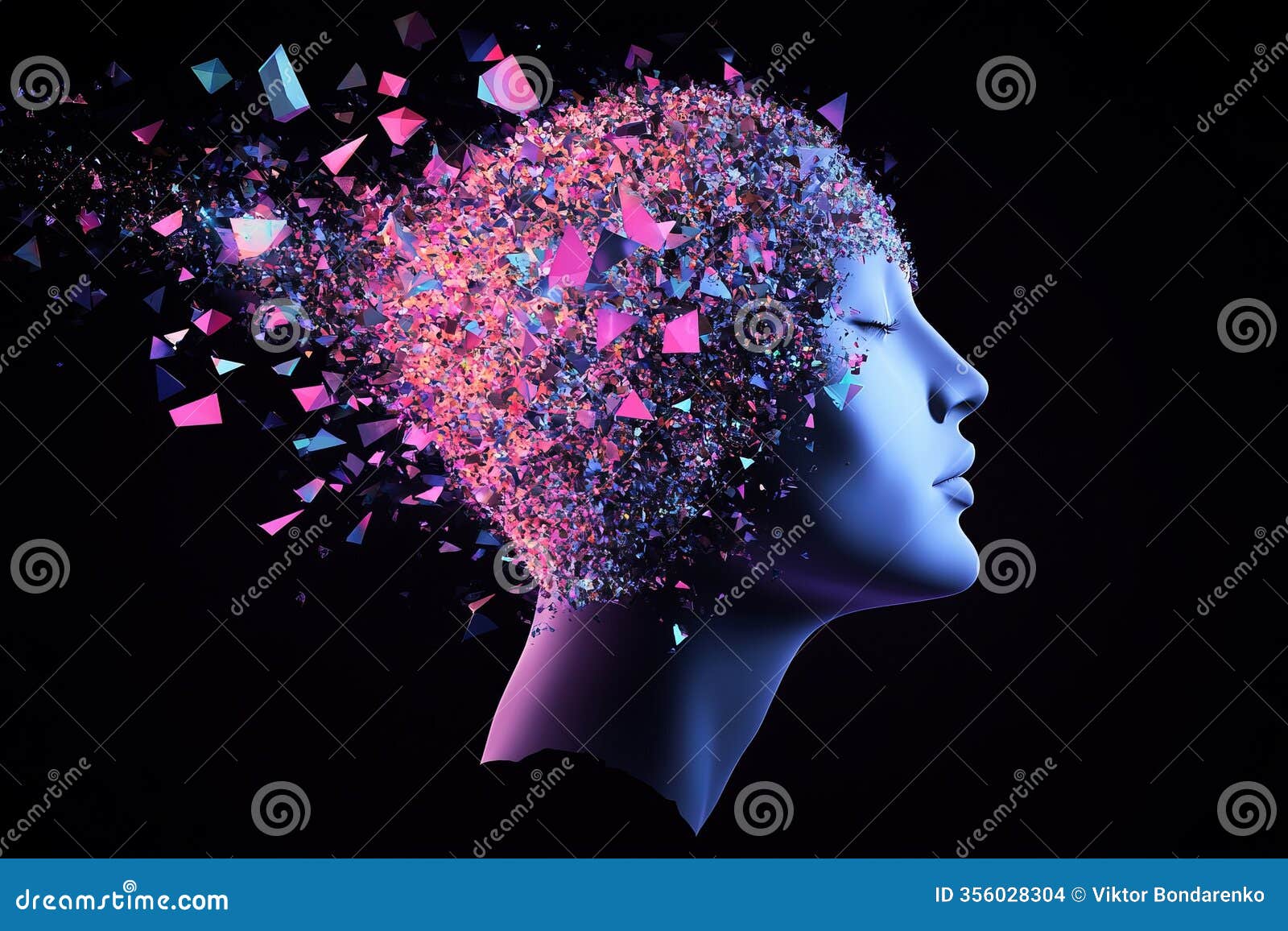 Surreal Image of a Human Head in Profile, with Vibrant, Colorful ...