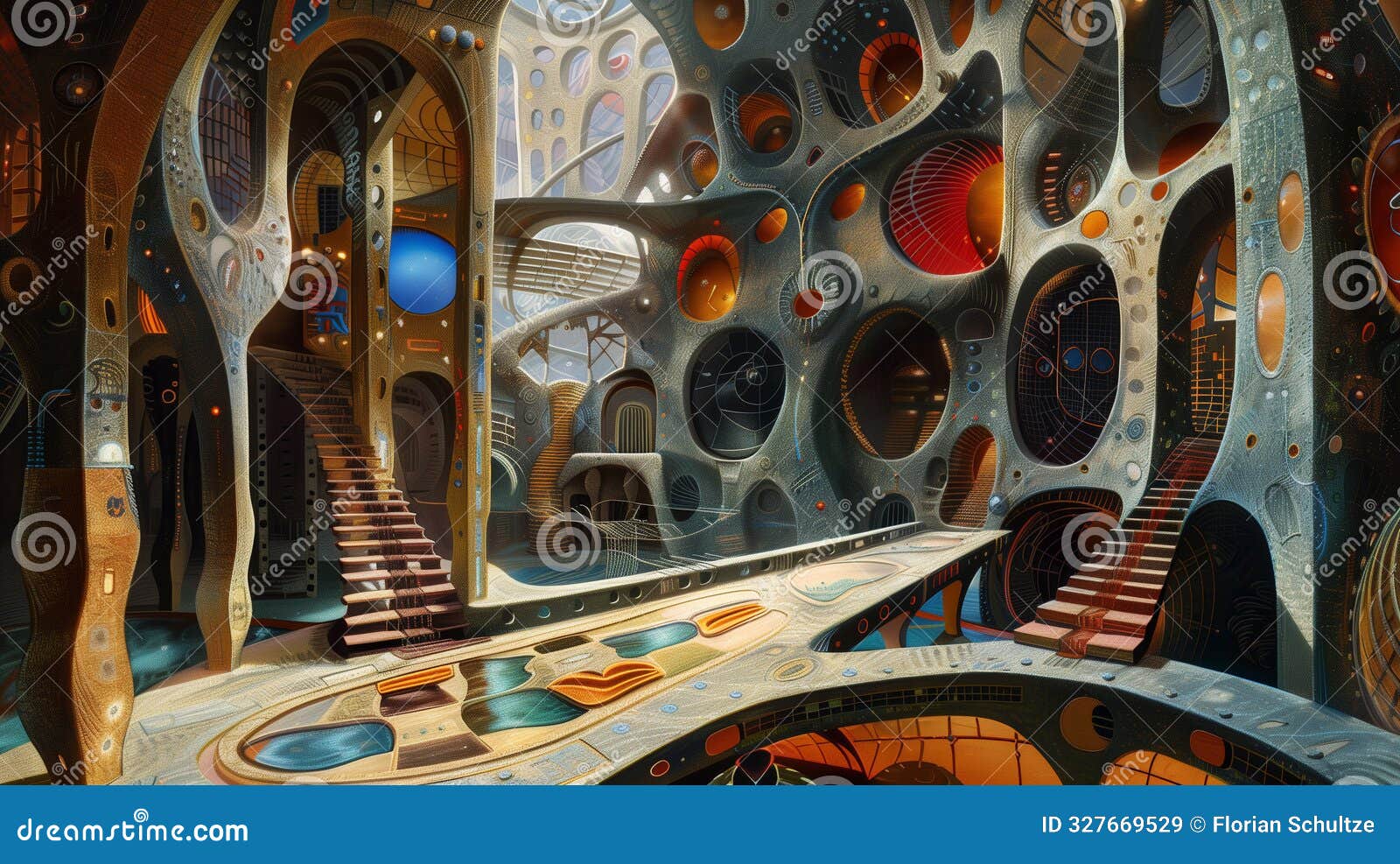 Surreal Interior of a Fantastical Building Stock Illustration ...