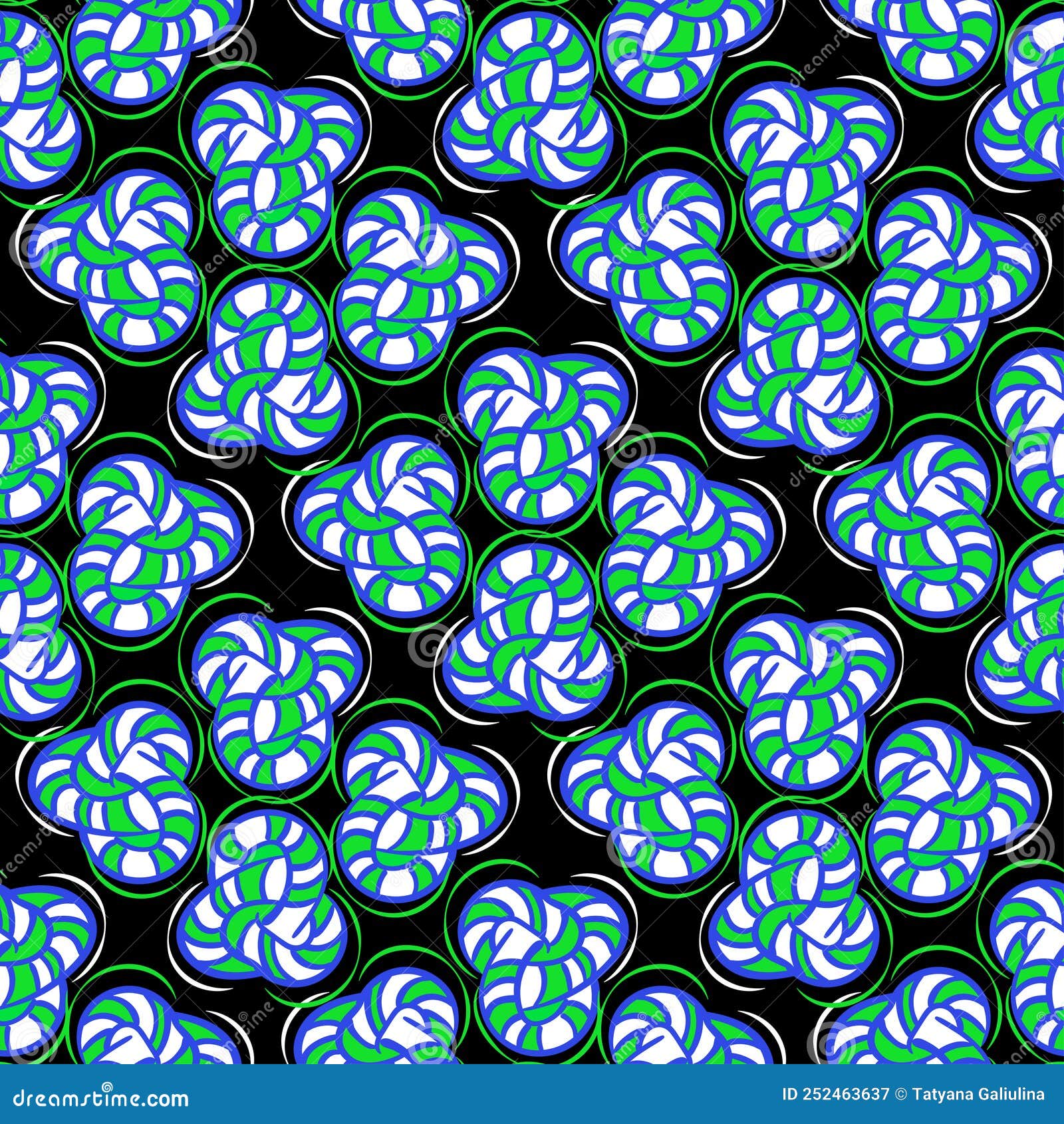 Surreal Intertwined Spiral Seamless Pattern Vector Illustration Stock ...